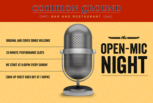 Sunday Open Mic at Common Ground - MurphGuide: NYC Bar Guide
